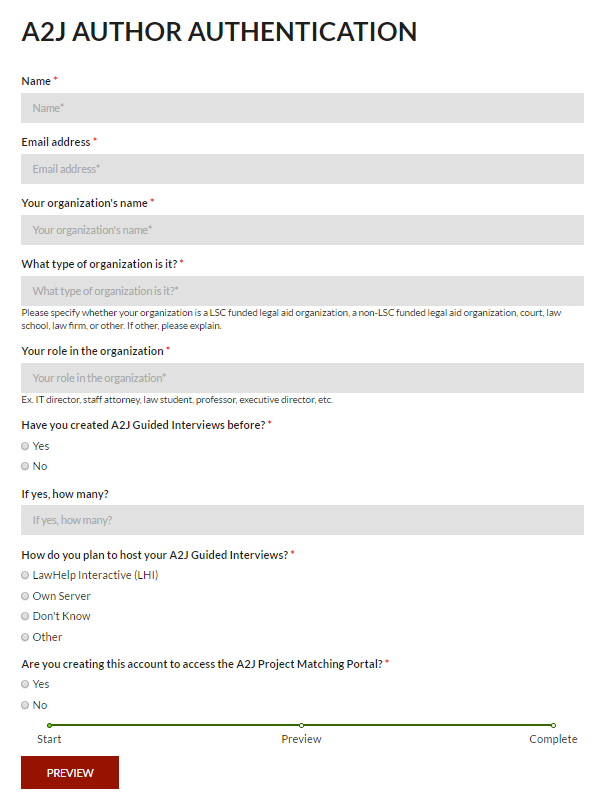 Chapter 2: Registering and Accessing the Authoring Tool | A2J Author
